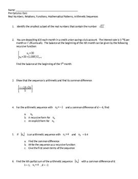 Pre Calculus Chapter 1 Quiz Real Numbers Relations Etc EDITABLE