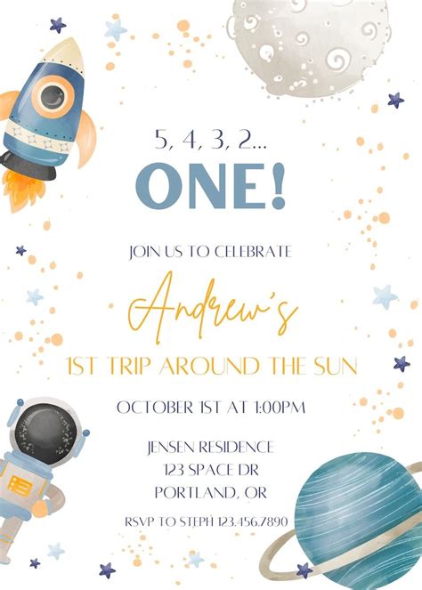 First Trip Around The Sun Birthday Party Invitation 1st Etsy Artofit