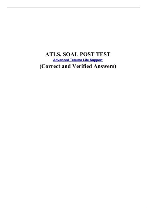 Soal Post Test Atls Post Test Atls Correct And Verified Answers Soal Post Test Atls