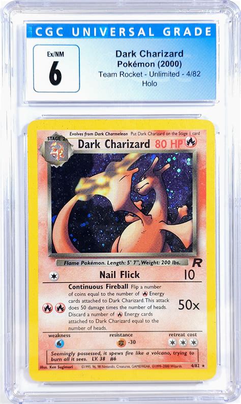 2000 Pokemon Dark Charizard 4 Holo Rare Team Rocket Cgc 6