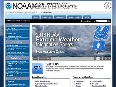 noaa national oceanographic data center home page website for 9th