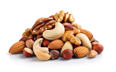 Assorted Nuts Mix On White Background Premium Ai Generated Image