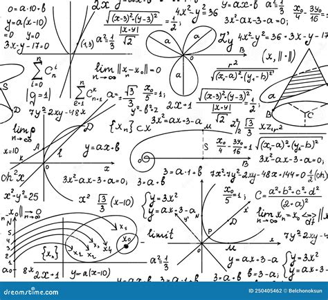 Math Scientific Vector Seamless Pattern With Calculations Formulas And