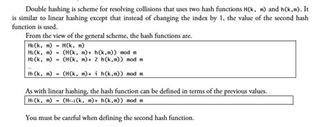Solved Double Hashing Is Scheme For Resolving Collisions