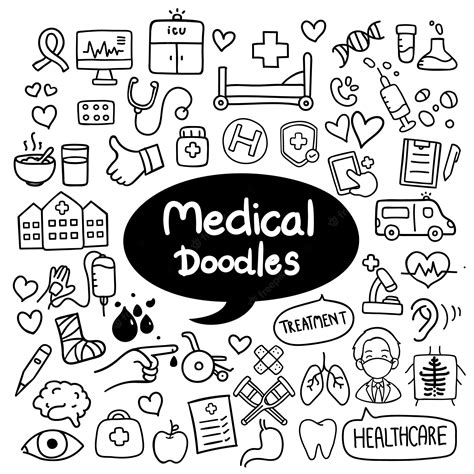 Vecteur De Doodles Dessinés à La Main Médicale Et Des Soins De Santé