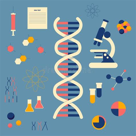 Set Of Dna Symbols For Science And Medicine Vector Illustration
