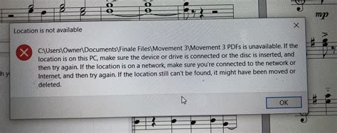 Please Help Unable To Export Any PDFs From Finale Every File Leads To This Same Error Message