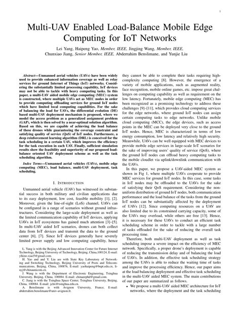 Pdf Multi Uav Enabled Load Balance Mobile Edge Computing For Iot Networks