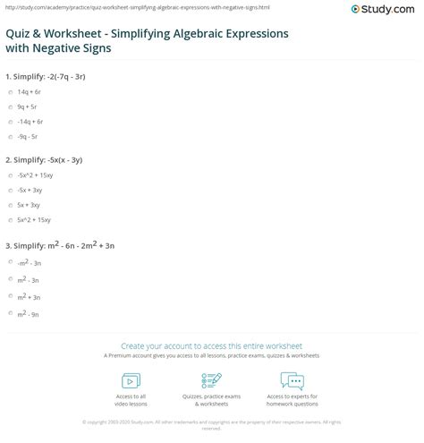 Simplifying Linear Expressions Worksheet E