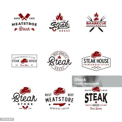 빈티지 바베큐 스테이크 하우스 엠블럼 바베큐 및 레스토랑 라벨 엠블럼 로고 스테이크 하우스 바베큐 레스토랑 도살장 및 육류 가게