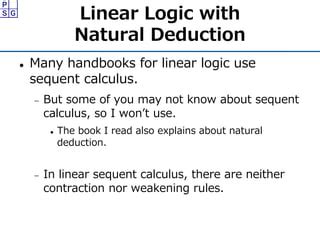 Linear Logic And Linear Lisp PPT