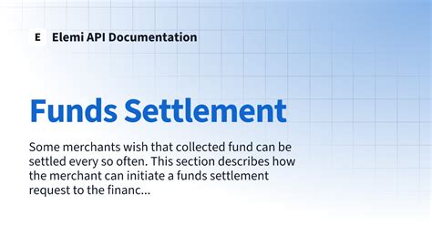 Funds Settlement Elemi Api Documentation