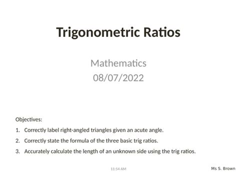 Intro To Trig Ratio Teaching Resources