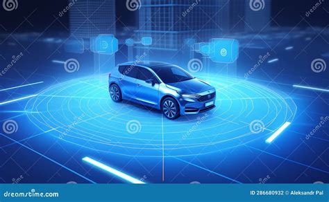 Autonomous Car Sensor System Concept For Vehicle Safety Ai Generative Stock Illustration