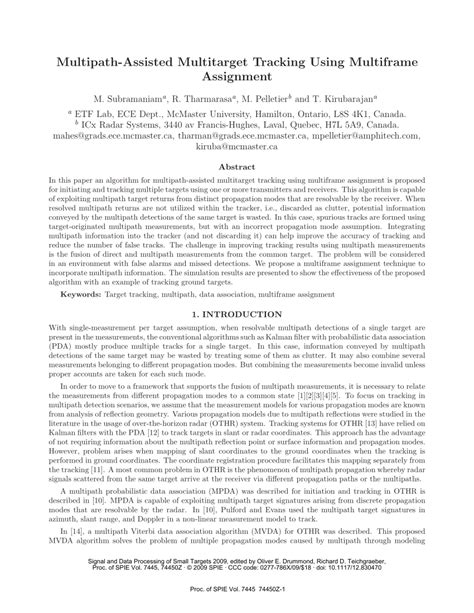 Pdf Multipath Assisted Multitarget Tracking Using Multiframe Assignment
