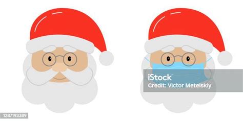 의료 마스크산타클로스 아이콘 크리스마스 디자인에 대한 수술 마스크에 수염과 모자와 산타의 얼굴 벡터 그림입니다 건강관리와 의술에 대한 스톡 벡터 아트 및 기타 이미지