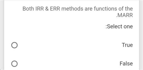Solved Both Irr And Err Methods Are Functions Of The Marr