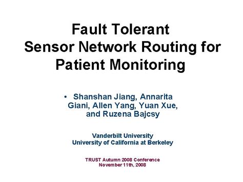 Fault Tolerant Sensor Network Routing For Patient Monitoring