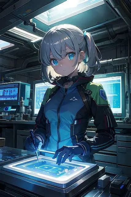 Ai产生的 女士 未来派 技术 科幻 动漫 女孩 实验室 高科技 花瓣网