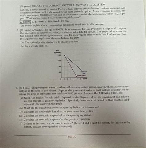 Solved 1 20 Points Choose The Correct Answer And Answer