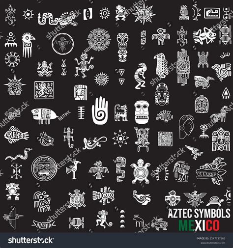 Aztec Symbols Mexico Deities Their Predecessors Stock Vector Royalty