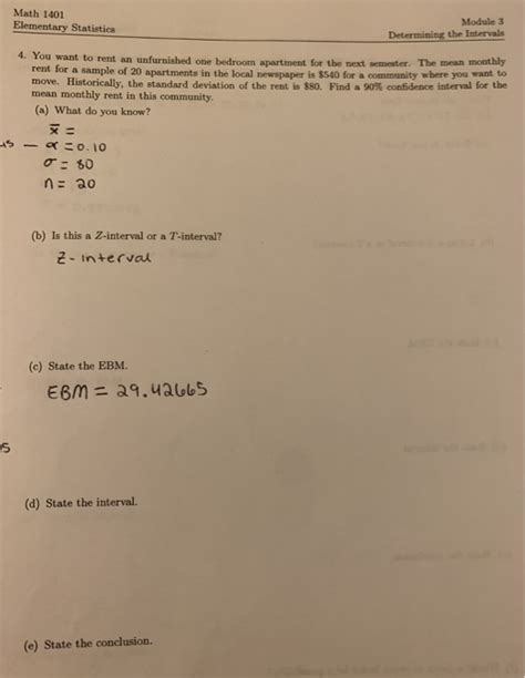 Solved Math 1401 Elementary Statistics Module 3 Determining