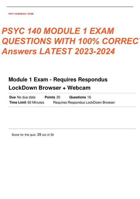 Psyc 140 Module 1 Exam Questions With 100 Correct Answers Latest Psyc 140 Stuvia Us