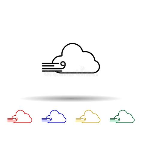 A Cloud With A Wind Multi Color Style Icon Simple Thin Line Outline