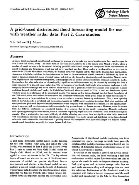 Pdf A Grid Based Distributed Flood Forecasting Model For Use With