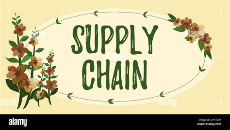 Sign Displaying Supply Chain Word For System Of Organization And Processes From Supplier To