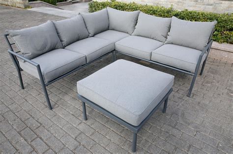 ᐉ Комплект металевих меблів ЧИКАГО кутовий диван столик 68х68х34 см сірий • Краща ціна в