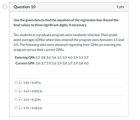 Solved Question Pts Use The Given Data To Find The Chegg