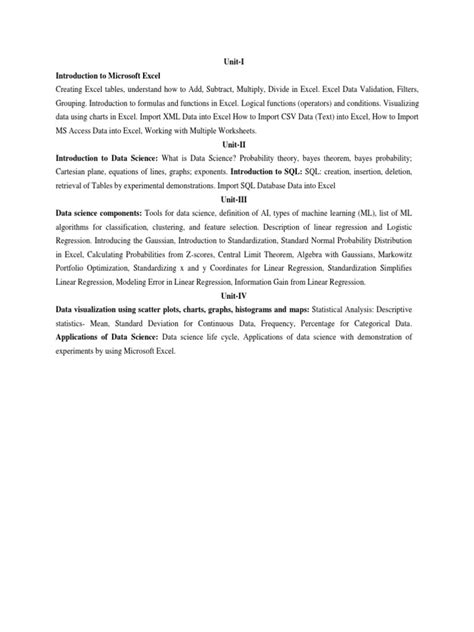 Data Science Unit 2 Notes Download Free Pdf Microsoft Excel