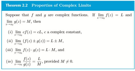 solved theorem 2 2 properties of complex limits suppose