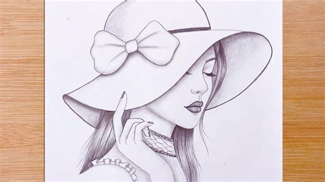 How To Draw A Girl Wearing Hat Step By Step Pencil Sketch Bir