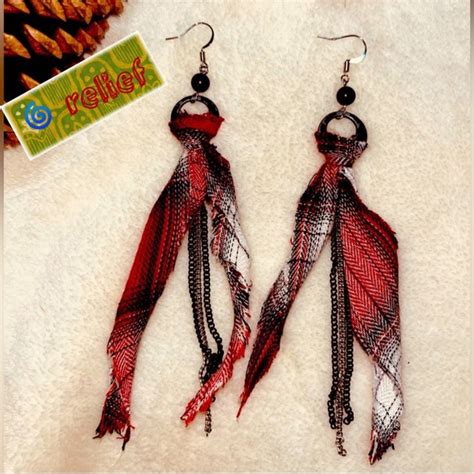 Hand Crafted Jewelry Farmhouse Bling Plaid Fabric Rustic Boho