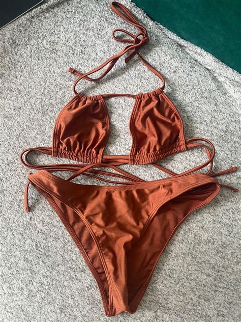 Rusty Orange Bikini Set Women S Fashion Swimwear Bikinis Swimsuits On Carousell