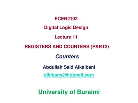 Ppt Ecen2102 Digital Logic Design Lecture 11 Registers And Counters