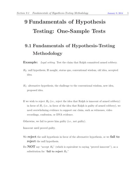 9 Fundamentals Of Hypothesis Testing One