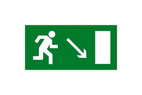Эвакуационный знак Ekf E 07 Направление к эвакуационному выходу направо вниз 150x300 мм