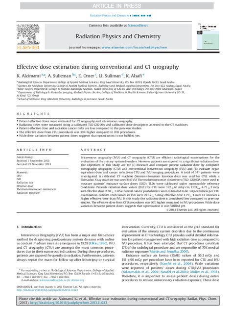 Pdf Effective Dose Estimation During Conventional And Ct Urography