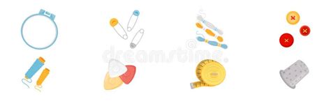 Sewing And Tailoring Accessories With Tambour Pin Yarn Buttons Thimble And Measuring Tape