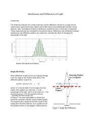 Lab Interference And Diffraction Docx Pdf Interference And Diffraction Of Light Introduction