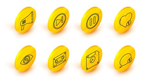 회선 말풍선 채팅 컴퓨터 데이터 저장용 플로피 디스크 레트로 오디오 카세트 테이프 눈 좋아요 및 하트 일시 중지 버튼 빨리 감기