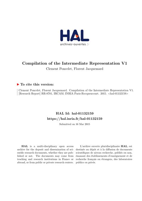 Pdf Compilation Of The Intermediate Representation V1