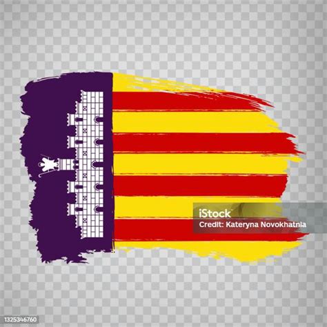 마요르카 브러시 스트로크의 플래그 웹 사이트 디자인 앱 Ui에 대한 투명한 배경에 발레 아레스 제도의 플래그 마요르카 스페인 왕국 스톡 벡터 Eps10 기에 대한 스톡 벡터