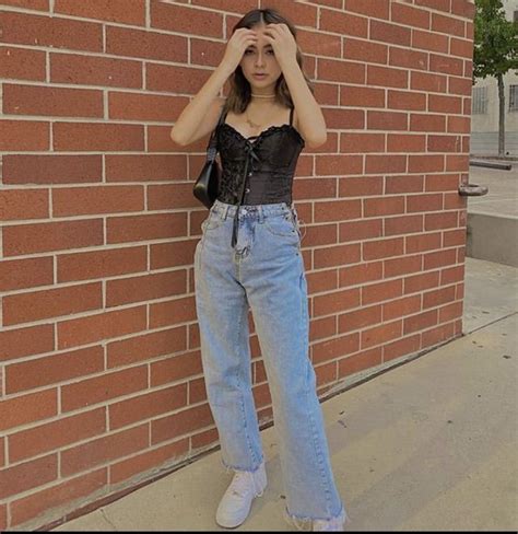 Street Cross Chain Denim Jeans Fashion Corset Outfit Outfits