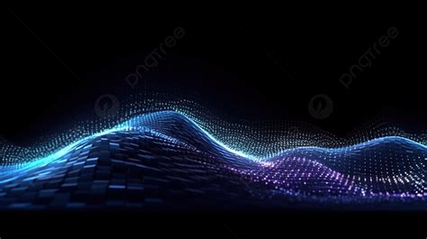 Futuristic Blue Background With Digital Particles Wave And 3d Data Visualization Data Flow
