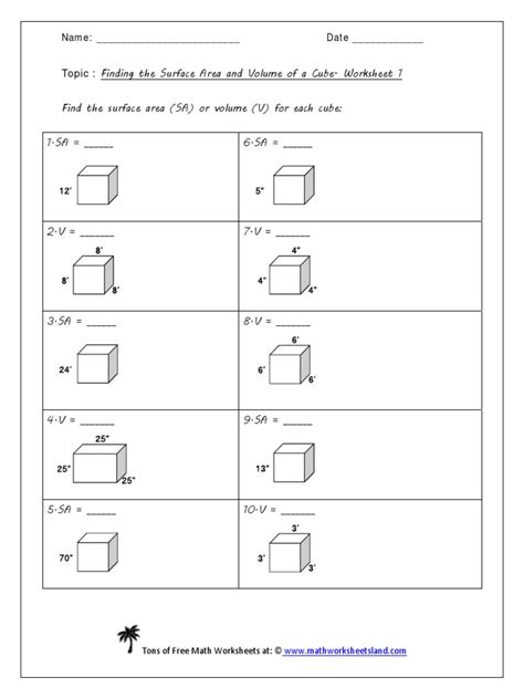 Cube Worksheet PDF Worksheets Library