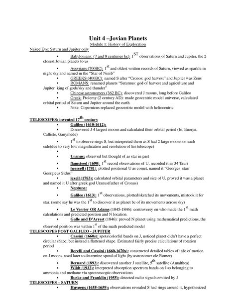 Unit Notes Pdf M C With Answers Unit Jovian Planets Module History Of Exploration